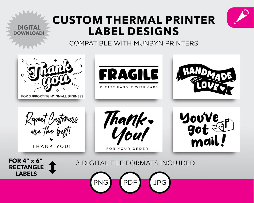 Direct Thermal Printer Label Design Bundle | Instant Download | 6 ...