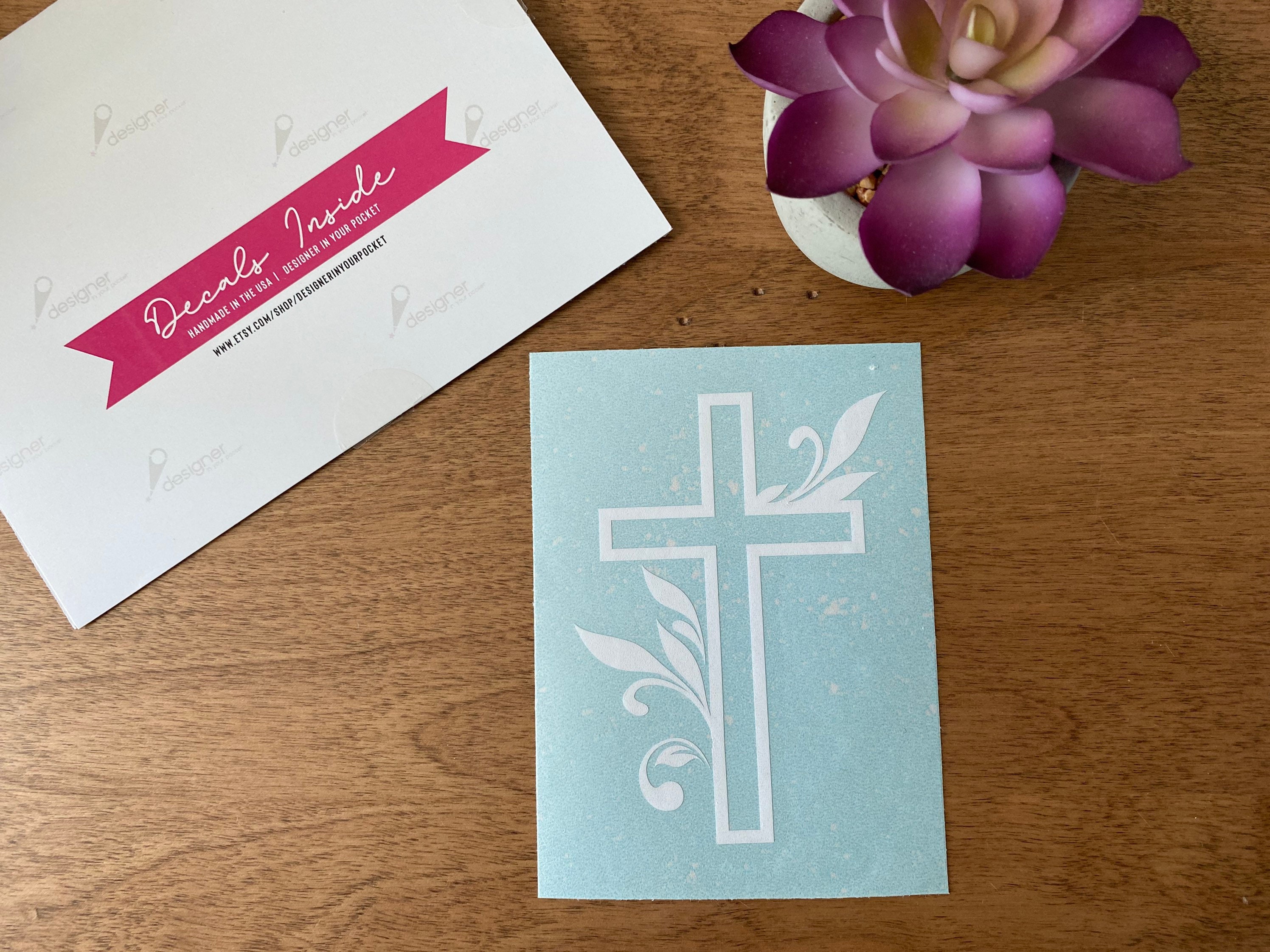 Ornate Cross Car Window Vinyl Decal | Christian Faith Gift | Religious ...