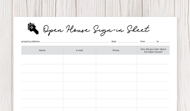 Open House Sign-in Sheet Printable | 8.5 X 11 | Perfect for Real Estate ...