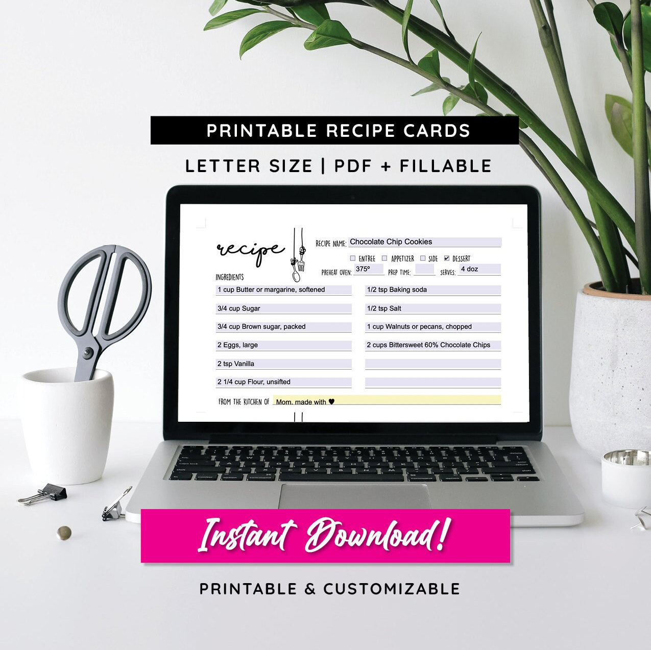 Printable Recipe Cards Fully Editable PDF 3 X - Etsy