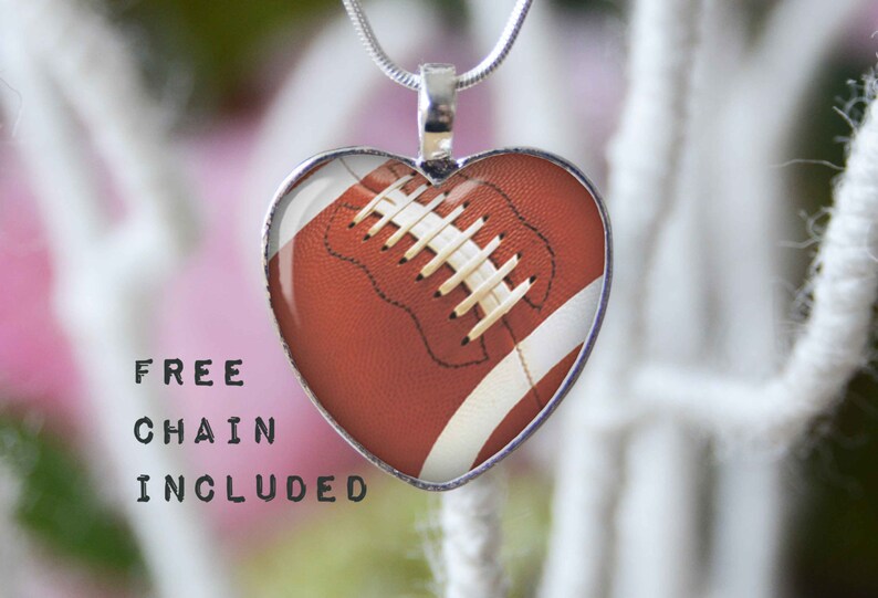 Heart Shape Football Necklace. Sports Gift Pendant. Free - Etsy