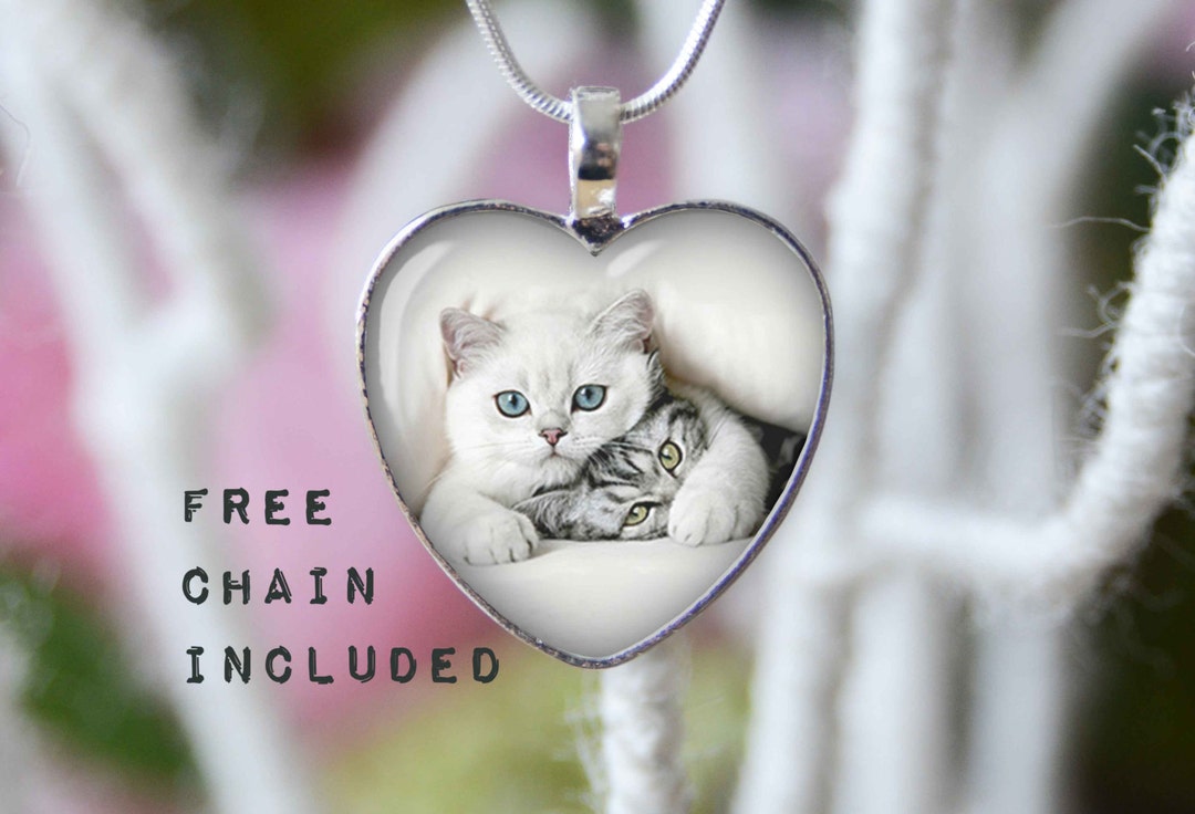 Heart Shape Kittens Necklace. Romantic Gift Pendant. Free Matching ...