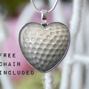 Heart Shape Golf Ball Necklace. Sports Gift Pendant. Free Matching ...