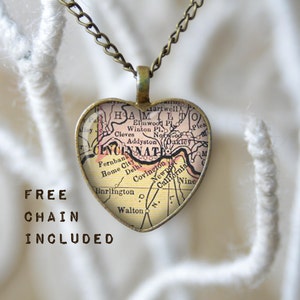 Cincinnati Ohio Heart Shape Vintage Map Necklace. Location Gift Pendant ...