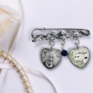 Memorial Lapel Pin. Bridal Bouquet Pin. Boutonniere Photo Charm ...