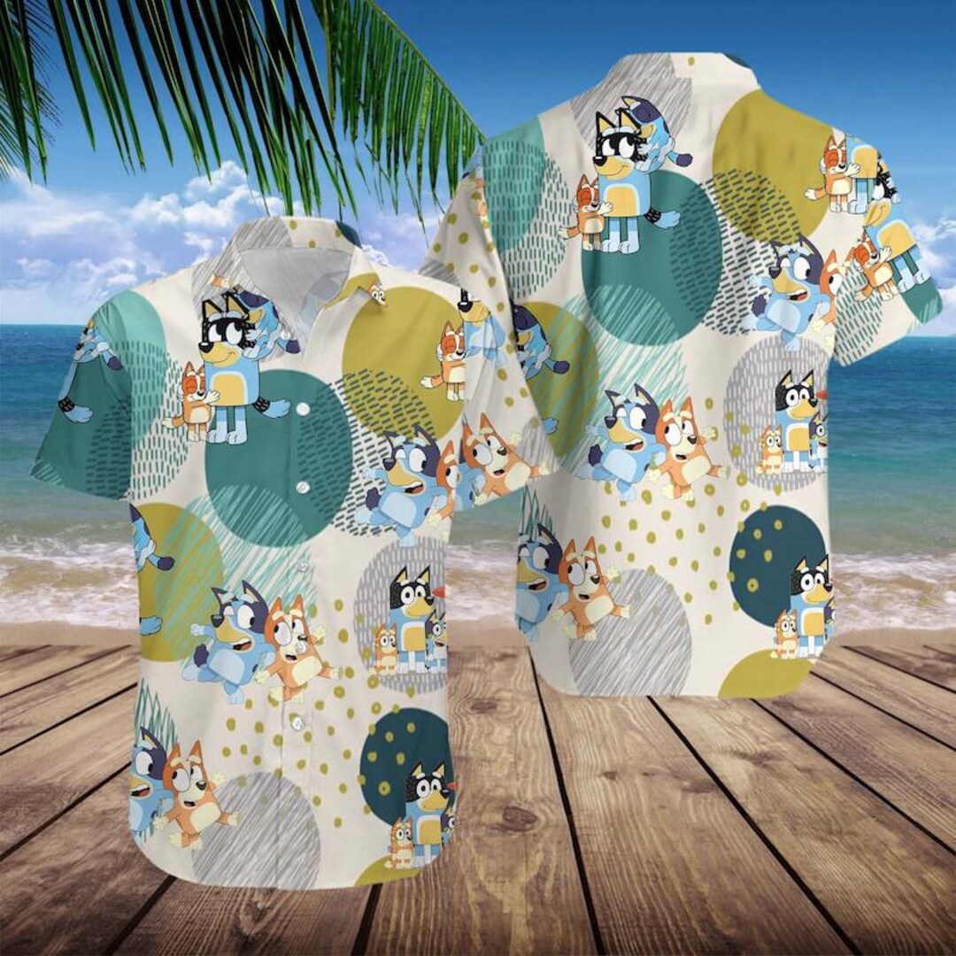 Bluey Family Hawaiian Shirt, Bluey Hawaiian Shirt, Bluey Beach Shirt ...