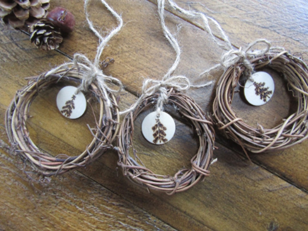 Mini Wreath Ornament Set of 3 Tree Decor Grapevine Wreath - Etsy