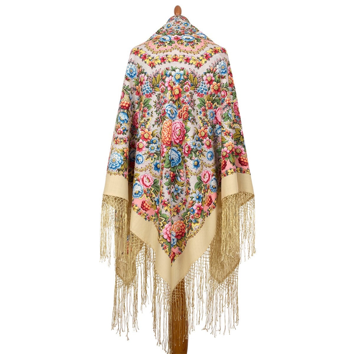 Unique Extra Large Beige and Red Gypsy Boho Piano Shawl With Silk ...