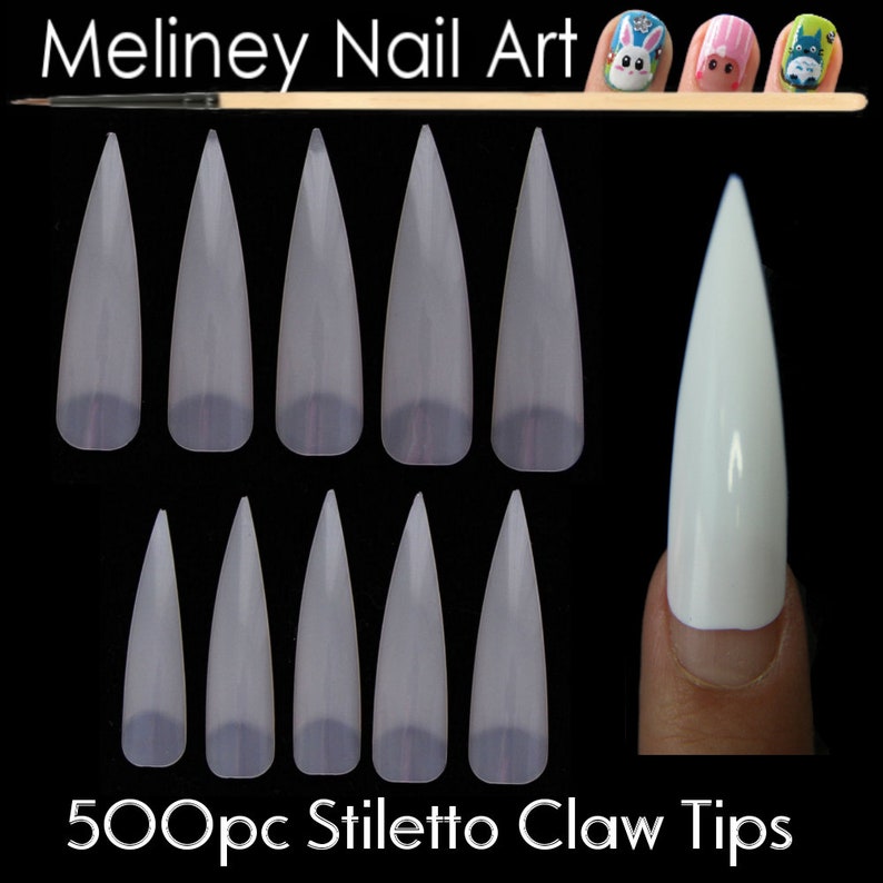 500pc Stiletto Claw Nail Tips Half Cover Pointy False Nails - Etsy