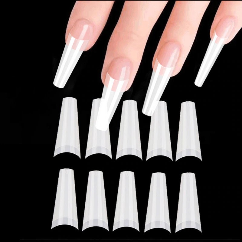 500pc Coffin Tips Shaped Nails Ballerina False Pointy French Tips ...
