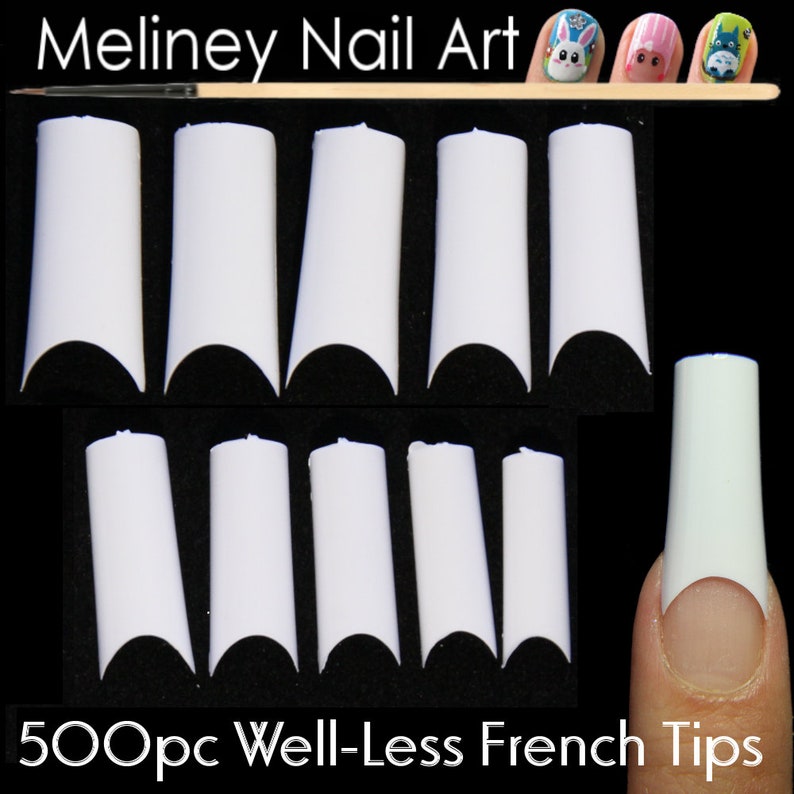 Well-less French Tips Nail Tips False Square Shape Manicure - Etsy