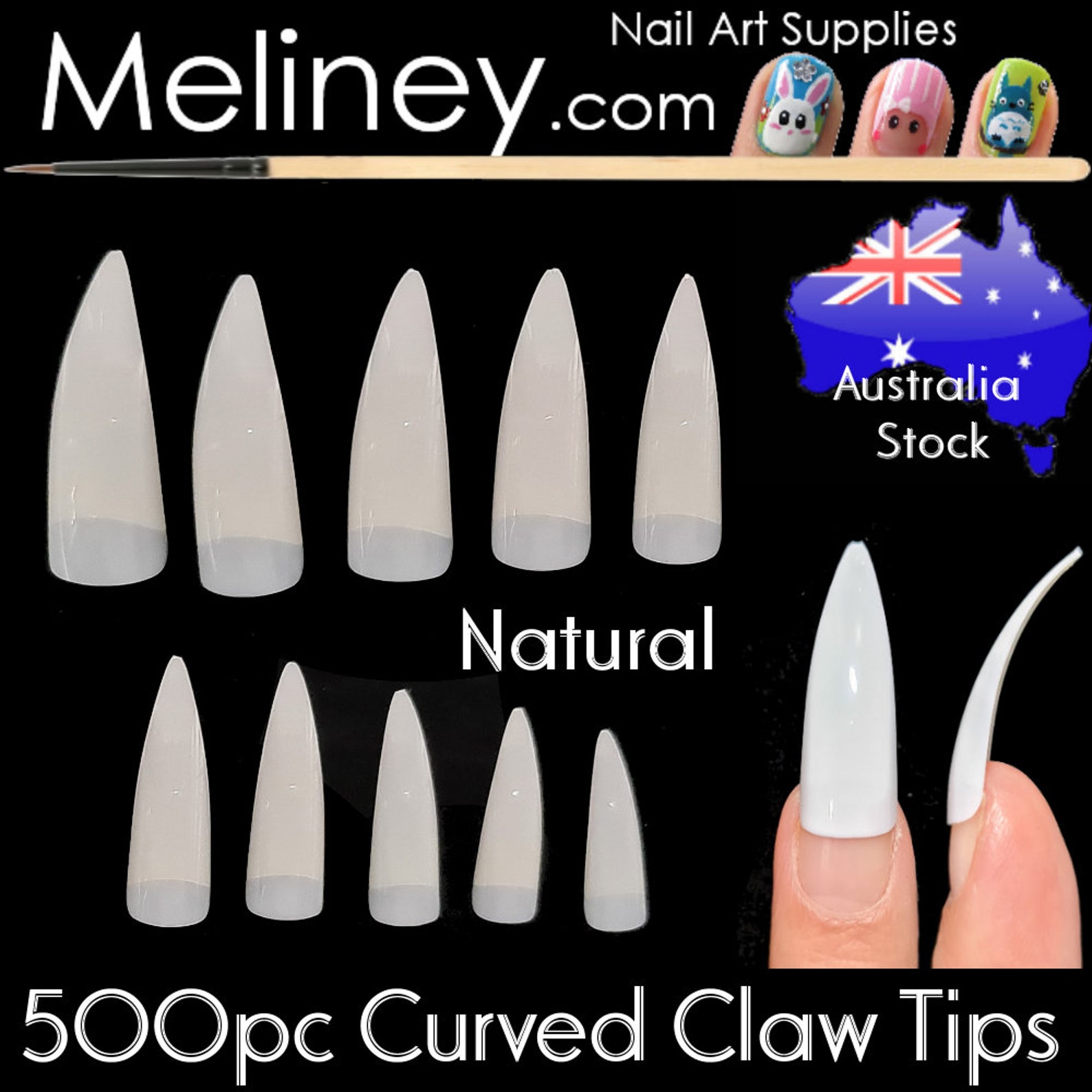 500pc Curved Claw Tips Stiletto Pointy Nail Tips Half Cover - Etsy
