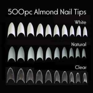 500pc Almond Tips Flase Nail Pointy French Tips Stiletto Oval Shape ...