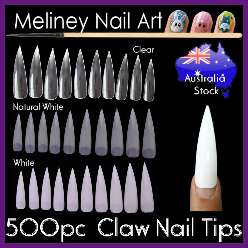 500pc Stiletto Claw Nail Tips Half Cover Pointy False Nails - Etsy