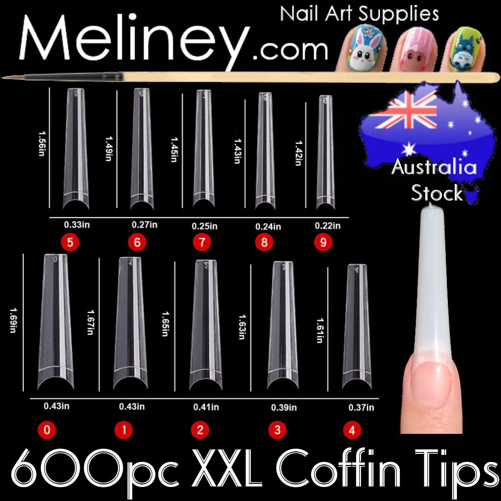 500pc Coffin Tips Shaped Nails Ballerina False Pointy French | Etsy