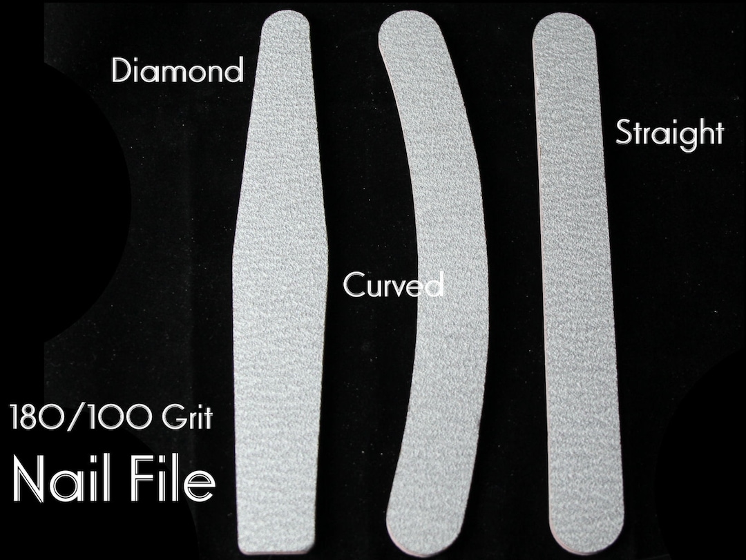 Bulk Nail Files Diamond Curved Straight 180/100 Grit Nail Art Manicure ...