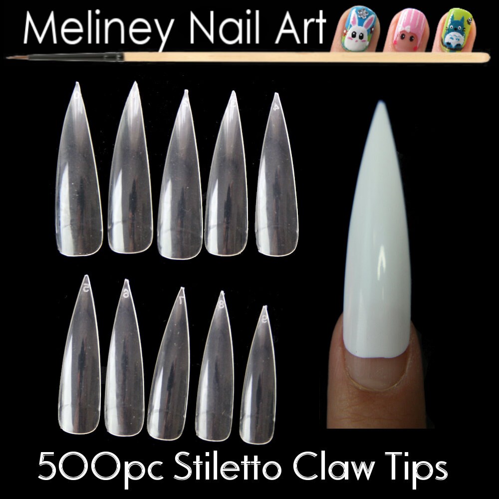 500pc Stiletto Claw Nail Tips Half Cover Pointy False Nails - Etsy