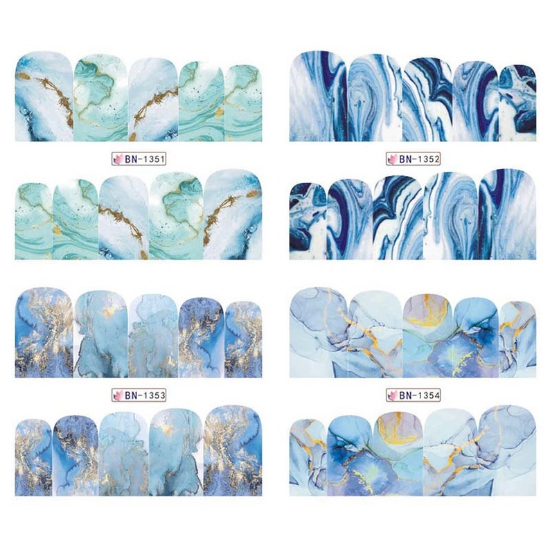 12pc Marble Nail Wrap Stickers Water Decals Nail Art Stone Manicure - Etsy