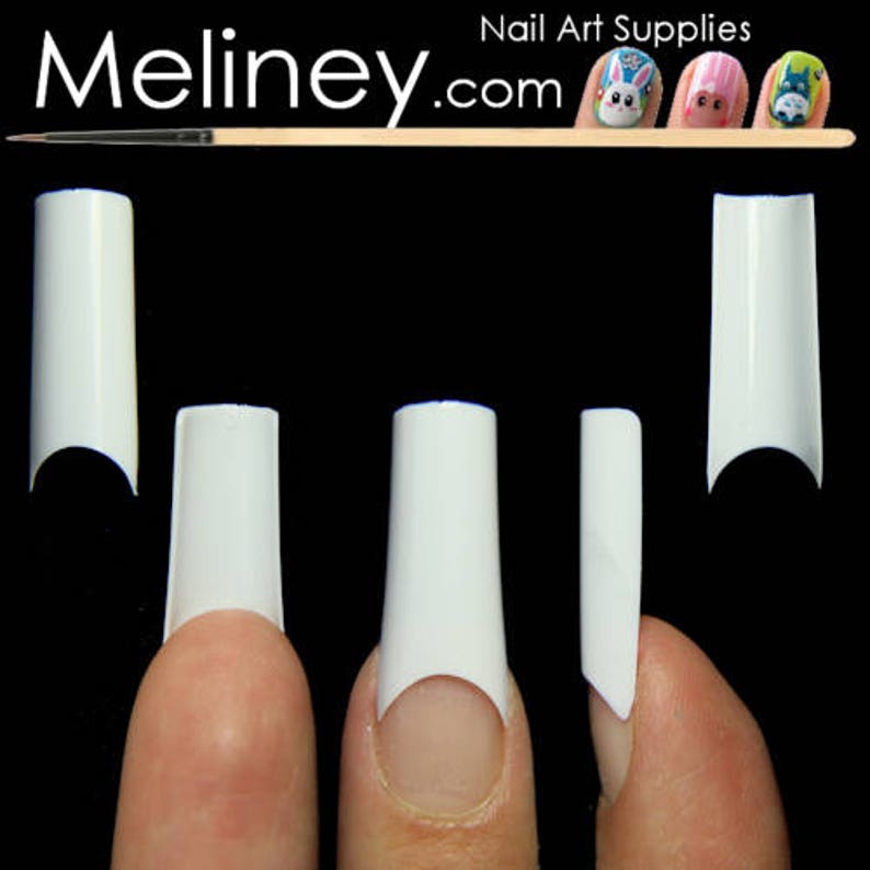 Well-less French Tips Nail Tips False Square Shape Manicure - Etsy