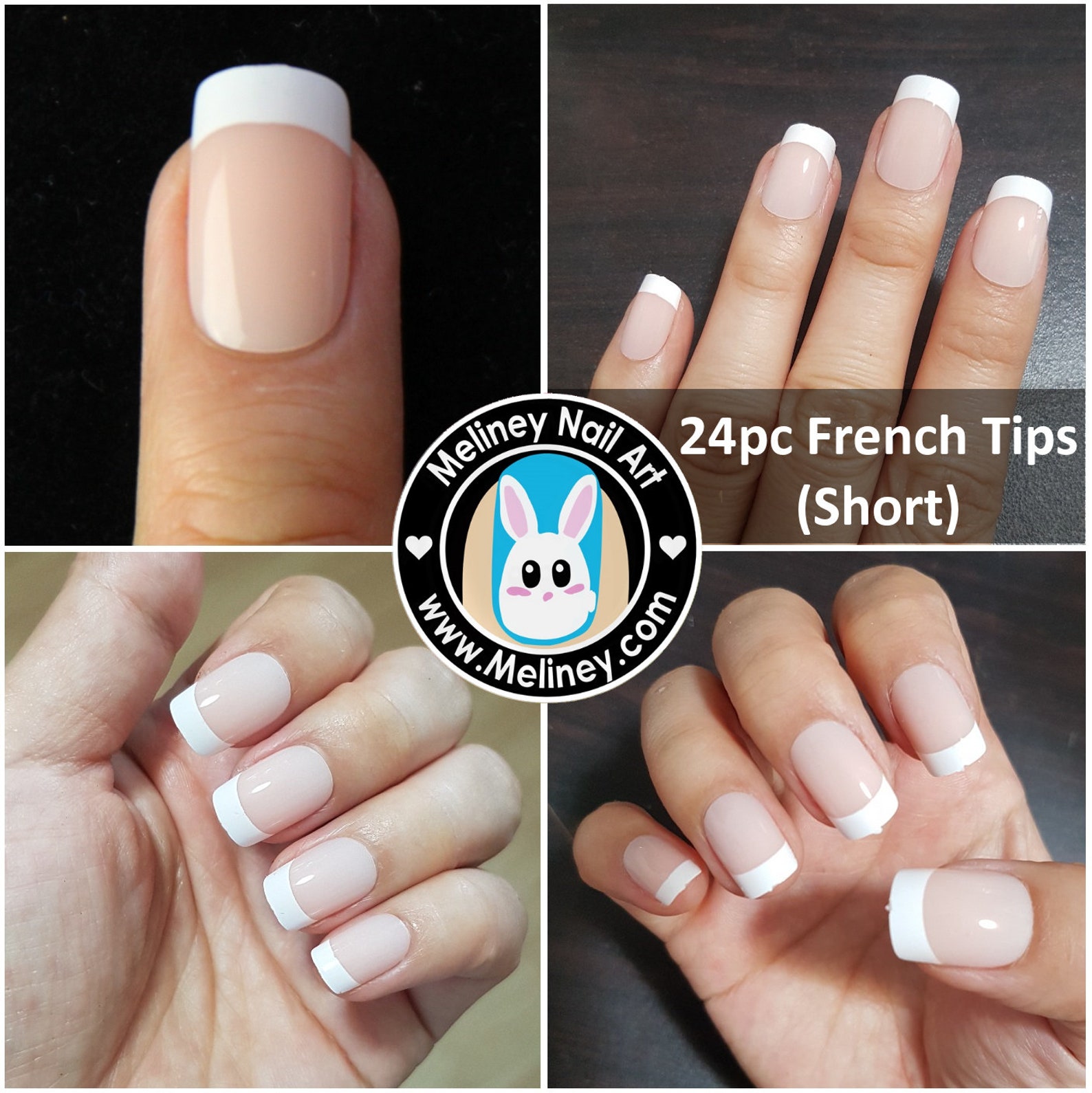 24pc Full Nail French Tips Natural Finger Toe False Fake Art - Etsy ...