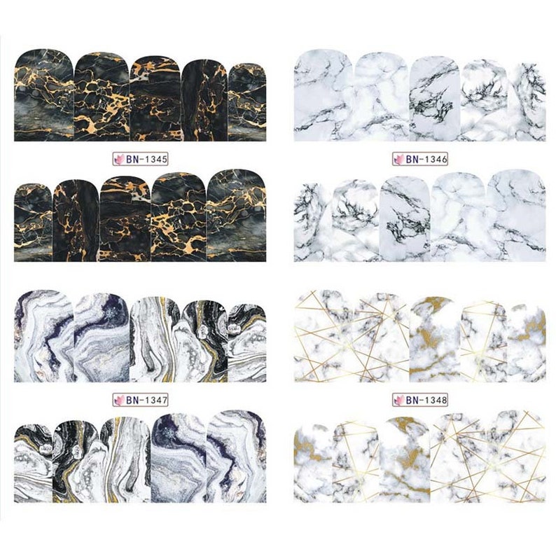 12pc Marble Nail Wrap Stickers Water Decals Nail Art Stone Manicure - Etsy