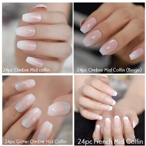 24pc Full Nail French Tips Natural Finger False Fake Art Cover Manicure ...