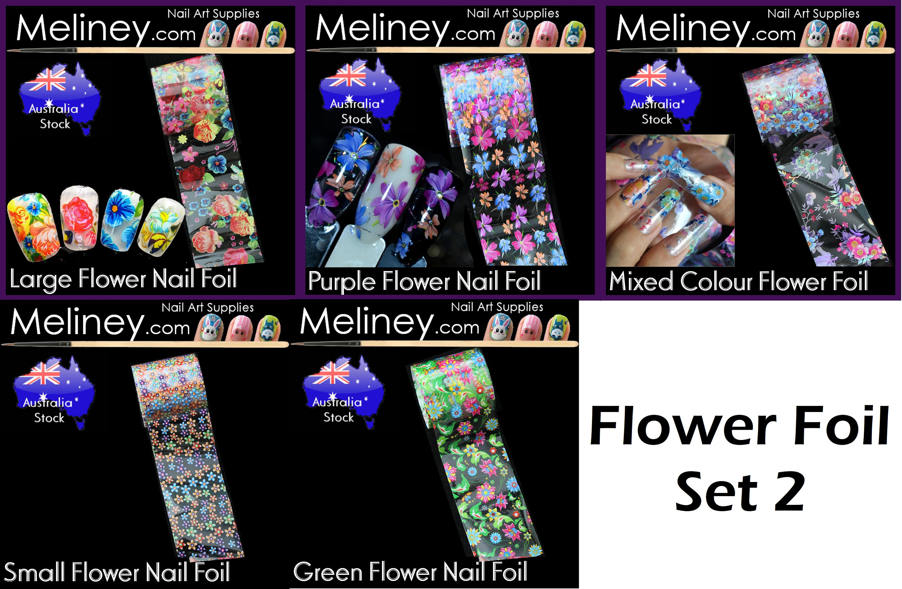 Flower Nail Art Transfer Foils Patterns Manicure Decor Decoration ...
