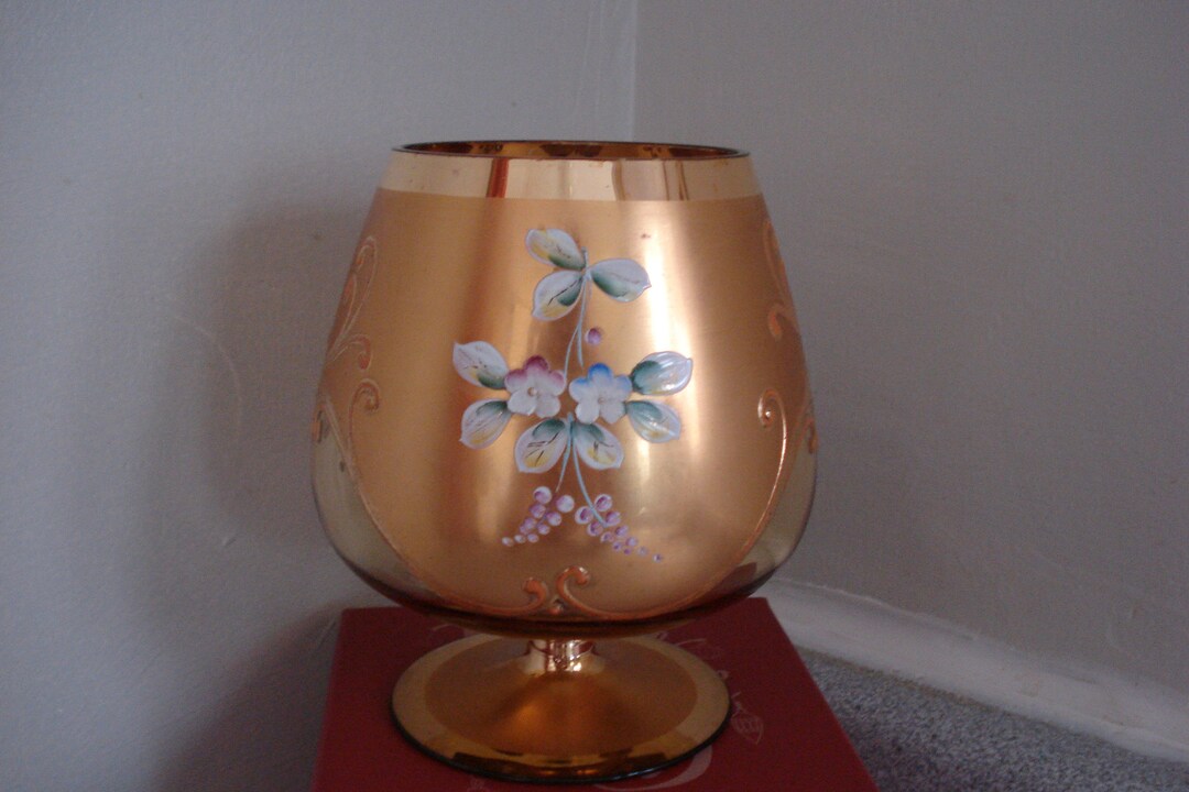 BOHEMIAN Glass AS IS Brandy Snifter / Vintage Large Size 22 K Gold ...