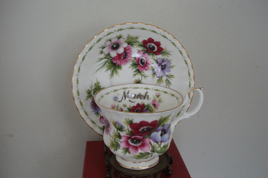 ROYAL ALBERT MARCH Tea Set / Flower of the Month Anemones / Made in ...