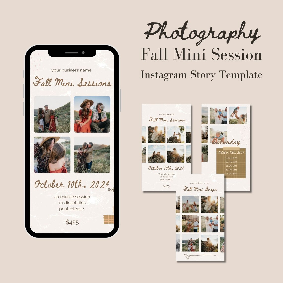Fall Mini Session Story Template | Photography Mini Session Template ...