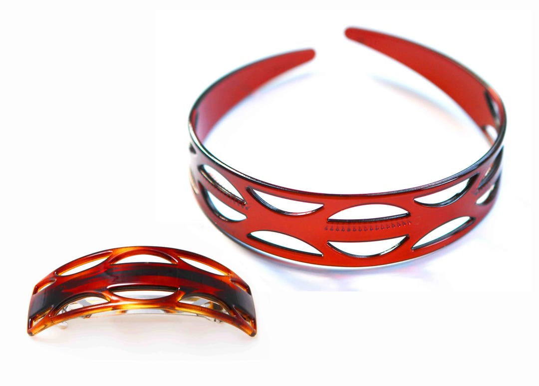 French Tortoise Shell Headband and Barrette COMBO Made of High Quality ...