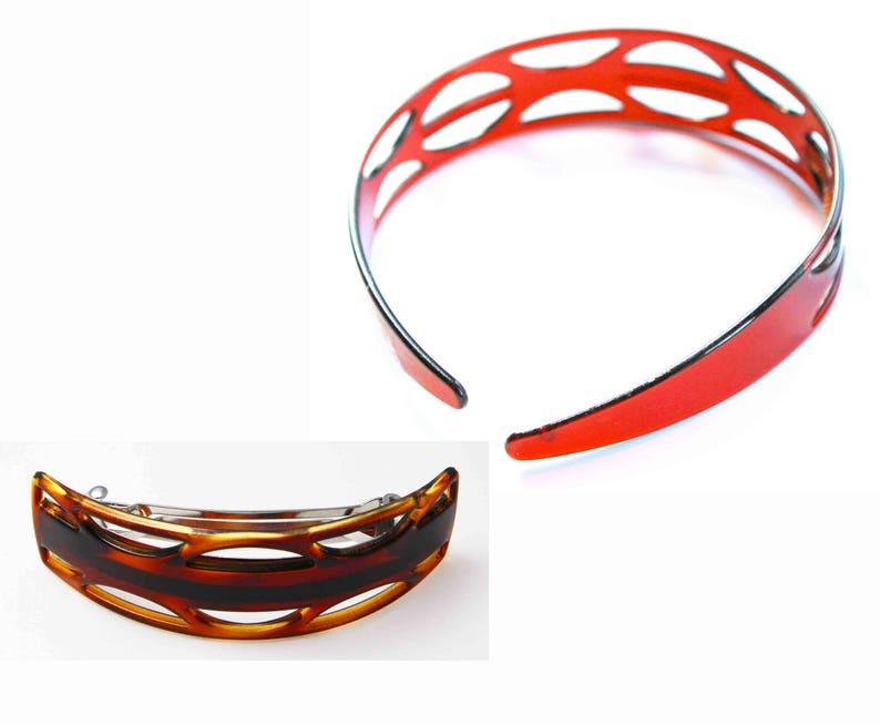 French Tortoise Shell Headband and Barrette COMBO Made of High | Etsy