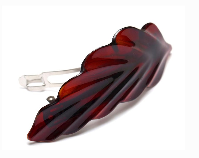 French Leaf Shape Hair Barrettes Celluloid Acetate Tortoise Shell Hair ...