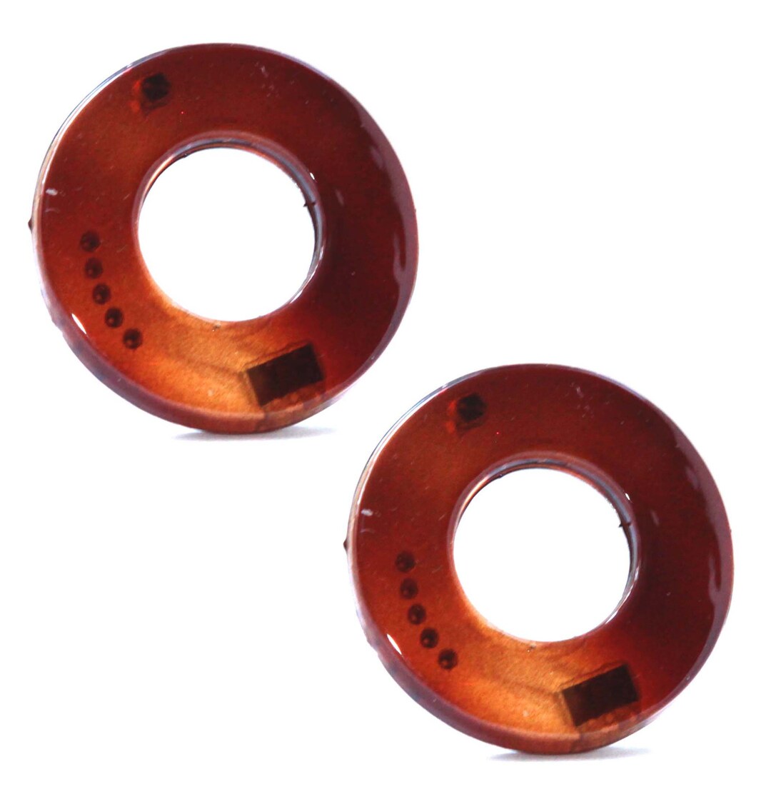 SET OF 2 New French Snap on Hair Pins Barrette Round Celluloid Tortoise ...