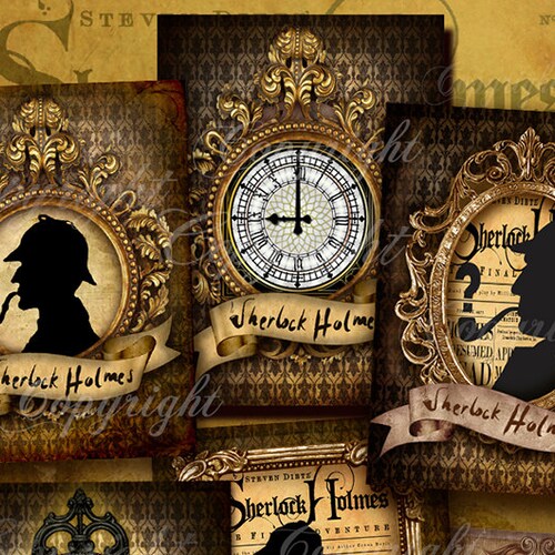 SHERLOCK HOLMES Digital Collage Decoupage Silhouette - Etsy UK