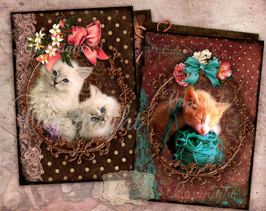 Digital Collage Sheet, CATS , KITTEN, Cat Images, Instant Download ...