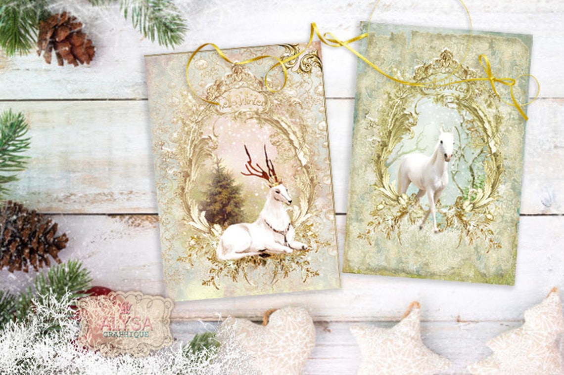 HELLO WINTER Woodland Animals - Greeting Cards Printable - Digital ...