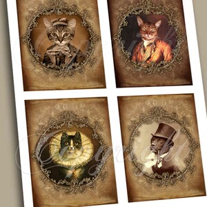Victorian Dressed Dogs & Cats Digital Collage Sheet, Instant Download ...