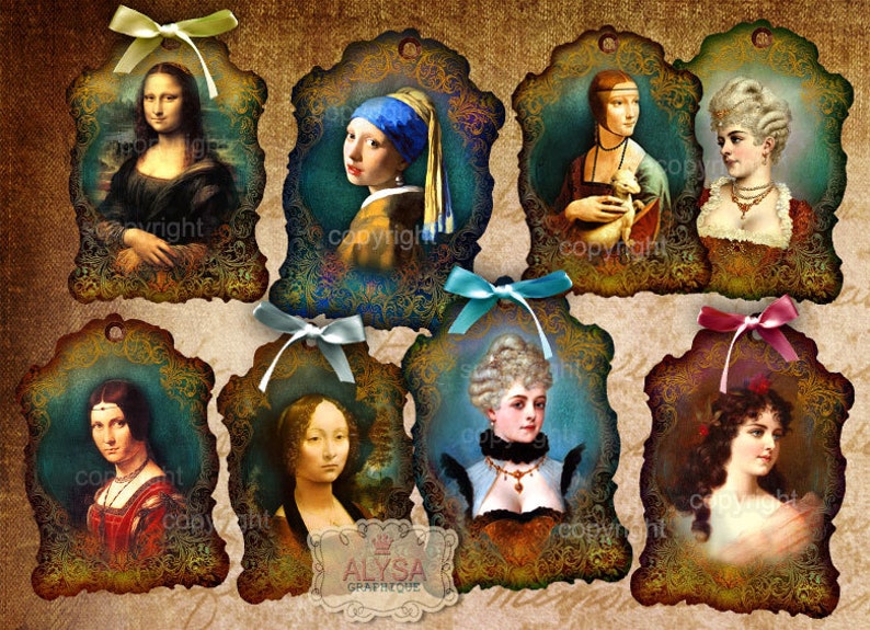 Renaissance 8 Gift Tags Instant Download Printable Collage | Etsy