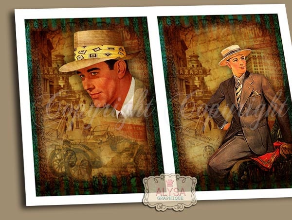 RETRO VINTAGE MEN Art Cards Digital Collage Sheet 1 Free | Etsy