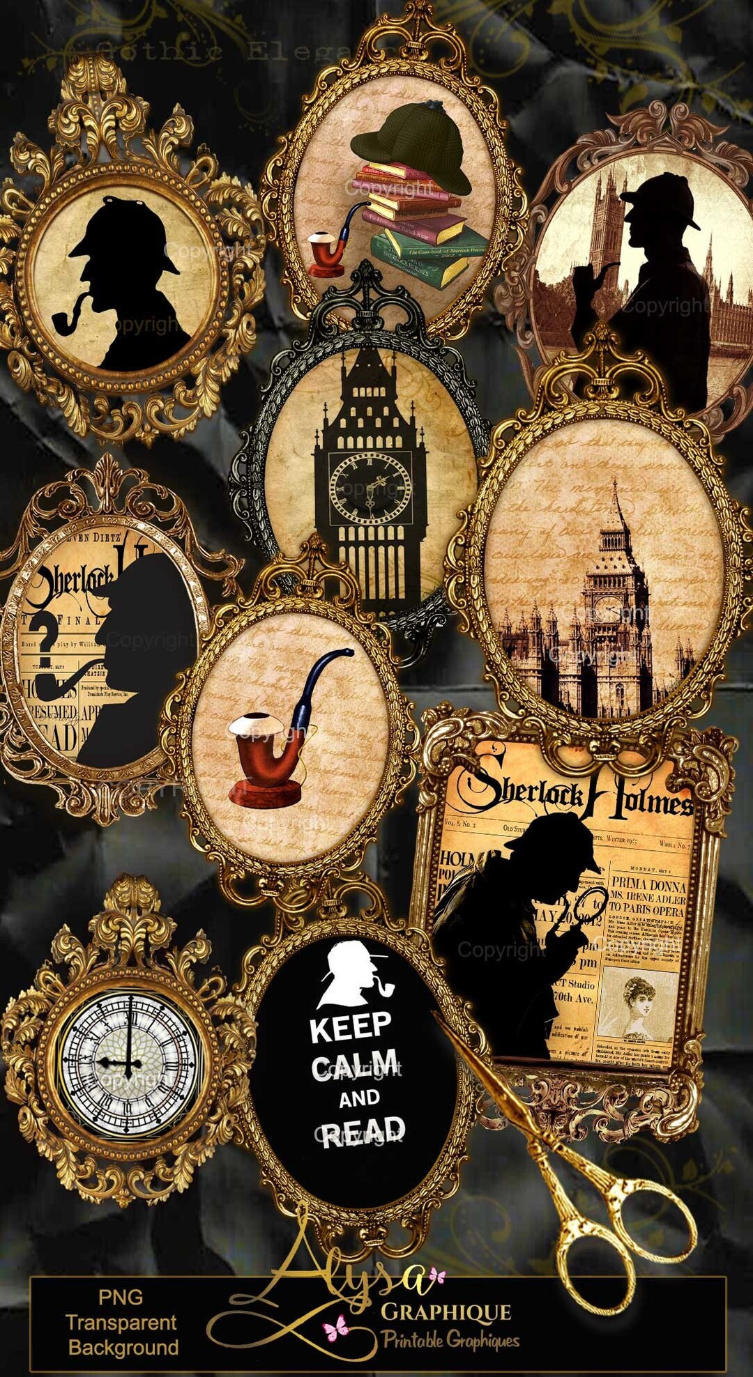 SHERLOCK HOLMES Custom Order - Digital Collage , PNG Format Transparent ...