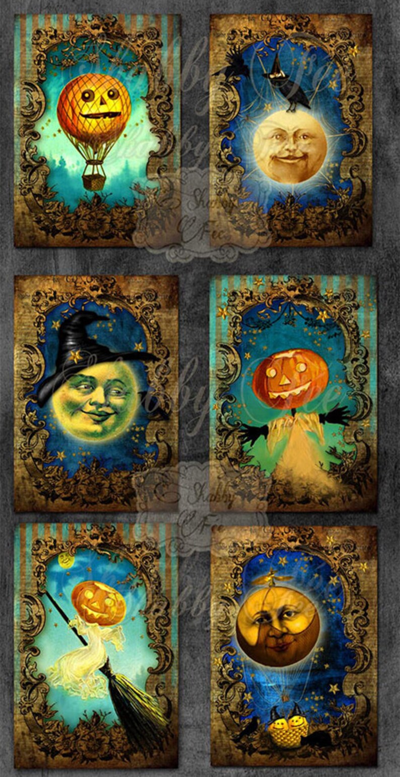 Halloween Digital Download - Digital Collage Sheet, Greeting Cards ...