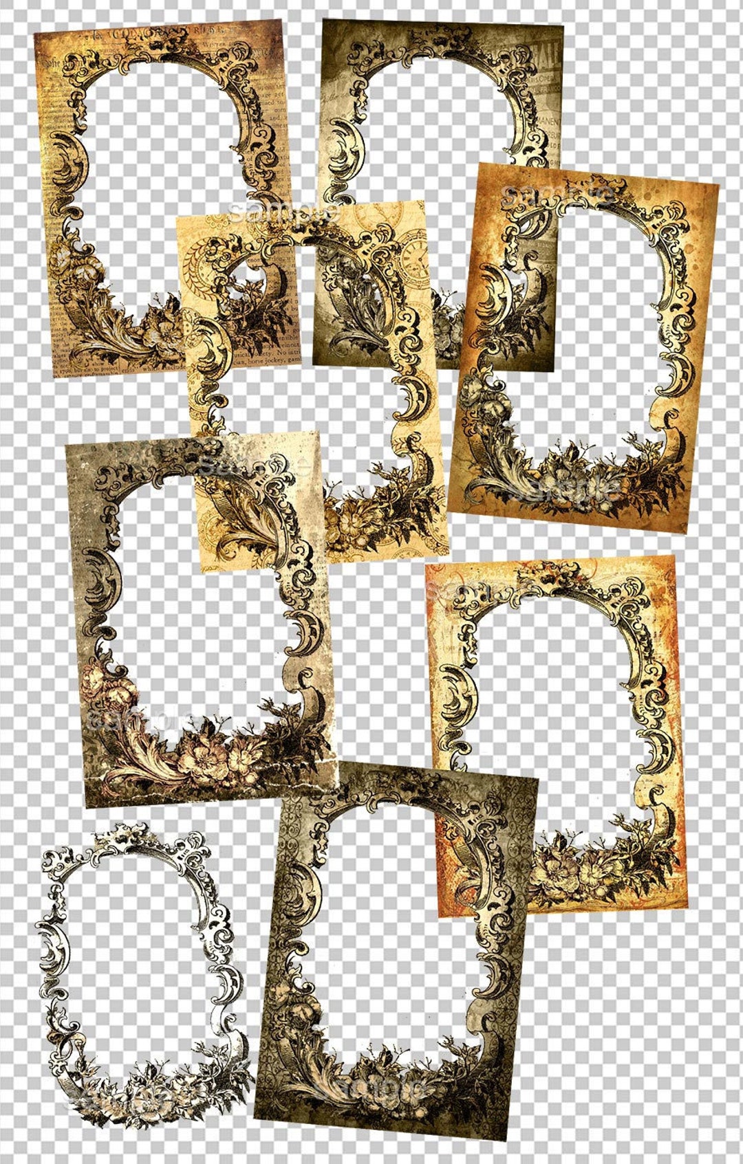 2 Sets of VINTAGE FRAMES PNG Transparent Background | Digital Collage ...