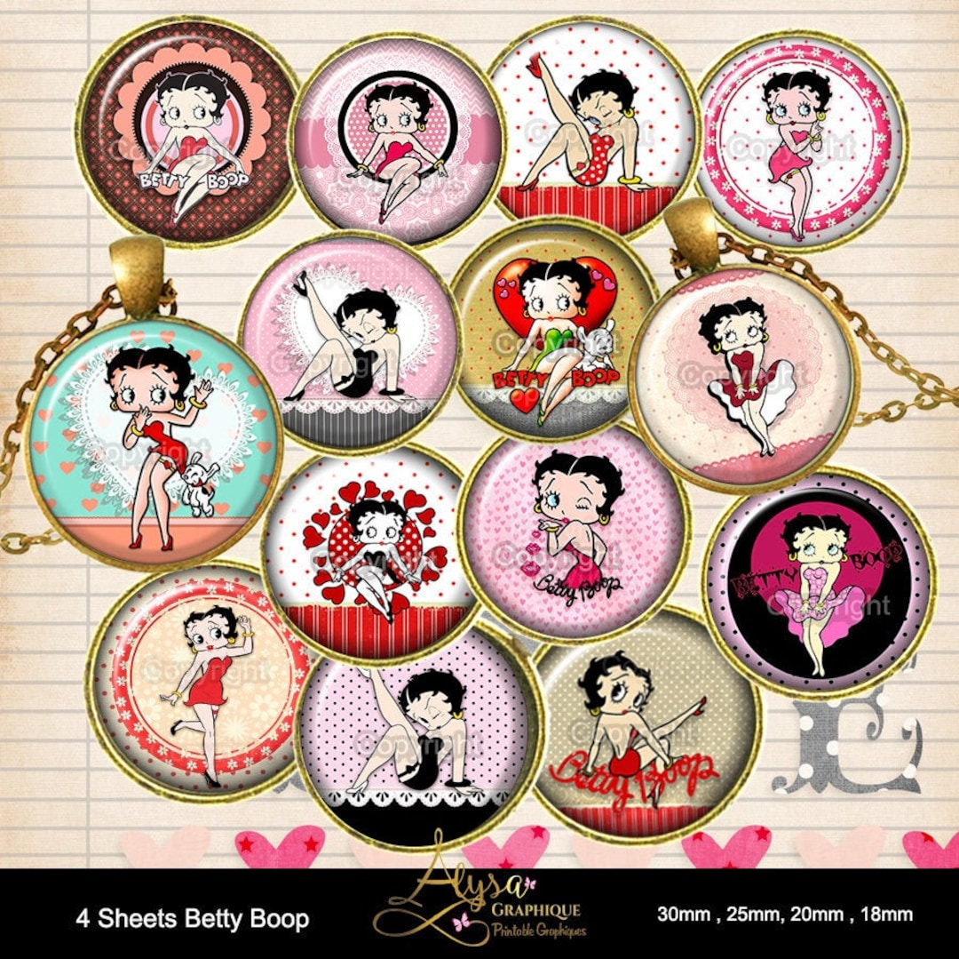 BETY BOOP, Vintage Pin up Digital Collage Sheets | Earrings Cabochons ...