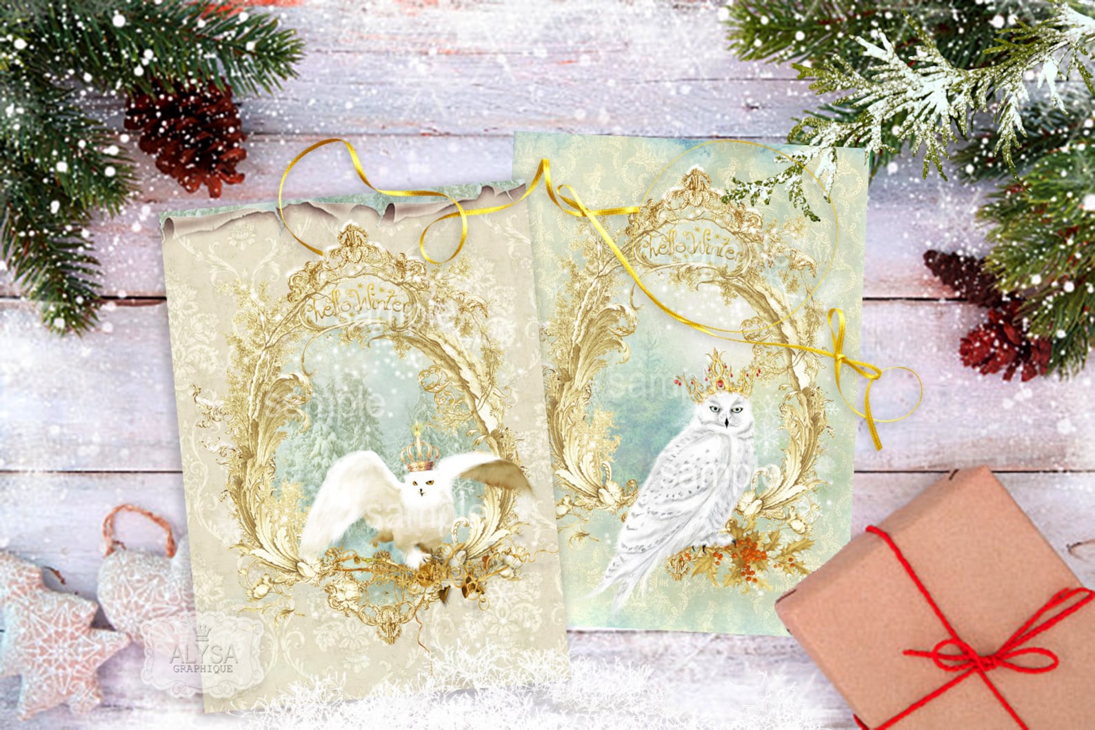 HELLO WINTER Woodland Animals - Greeting Cards Printable - Digital ...