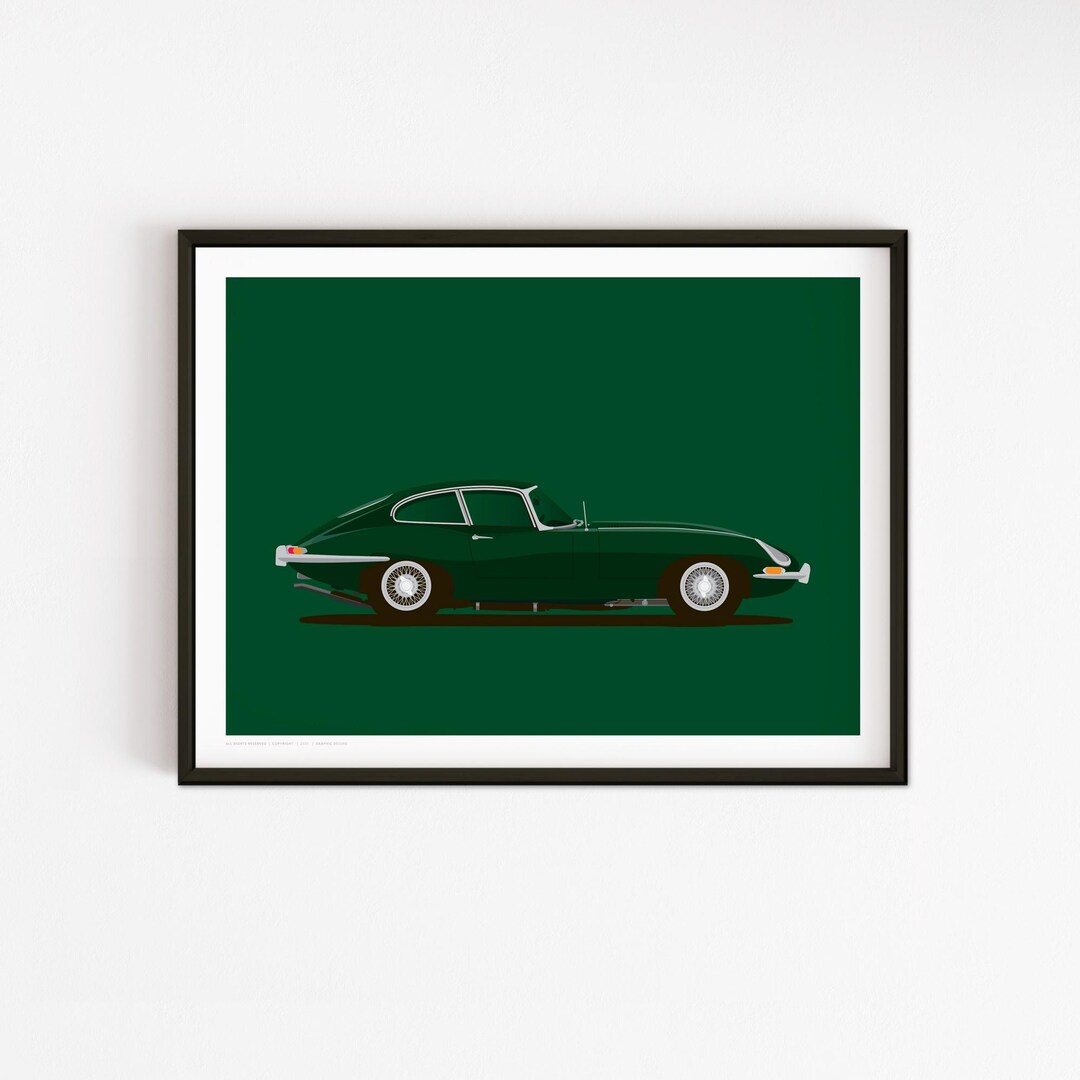 Jaguar E-type Print Classic Car Graphic Poster Design Retro Graphic ...