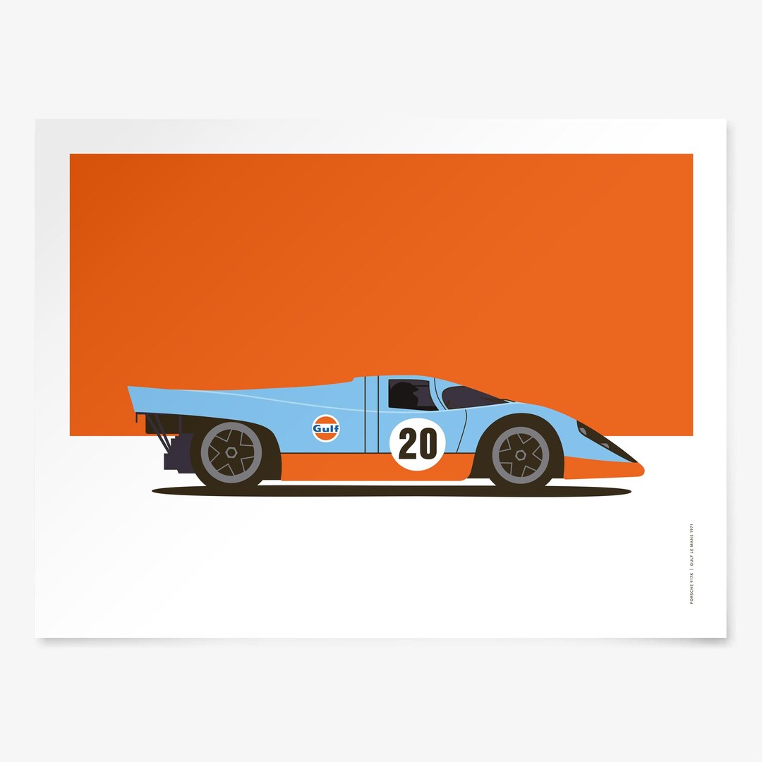 Blue Porsche 917K Retro Graphic Poster Mid-century Modern Print ...