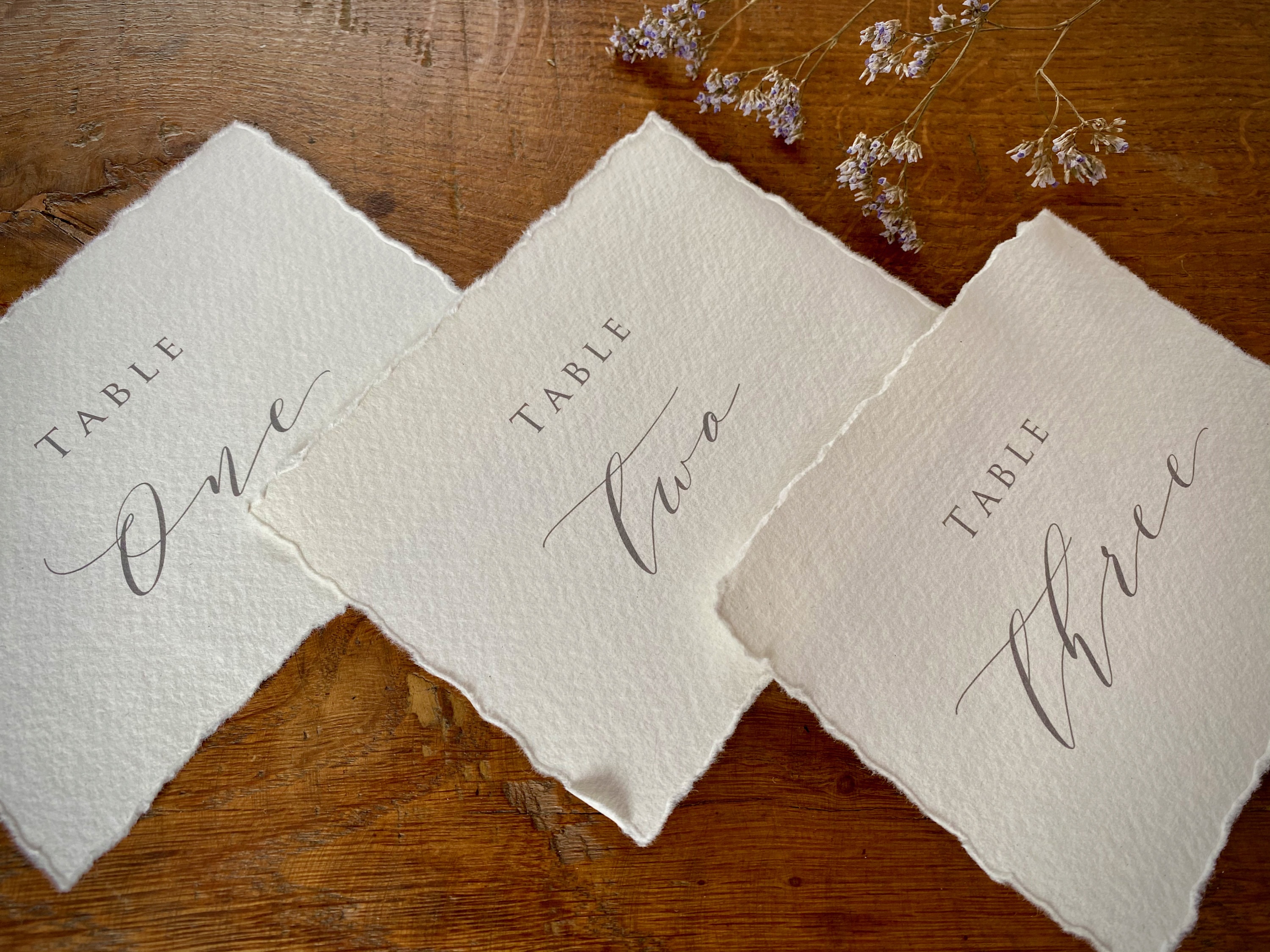 Handmade Paper Table Number Torn Edge Table number Deckled | Etsy