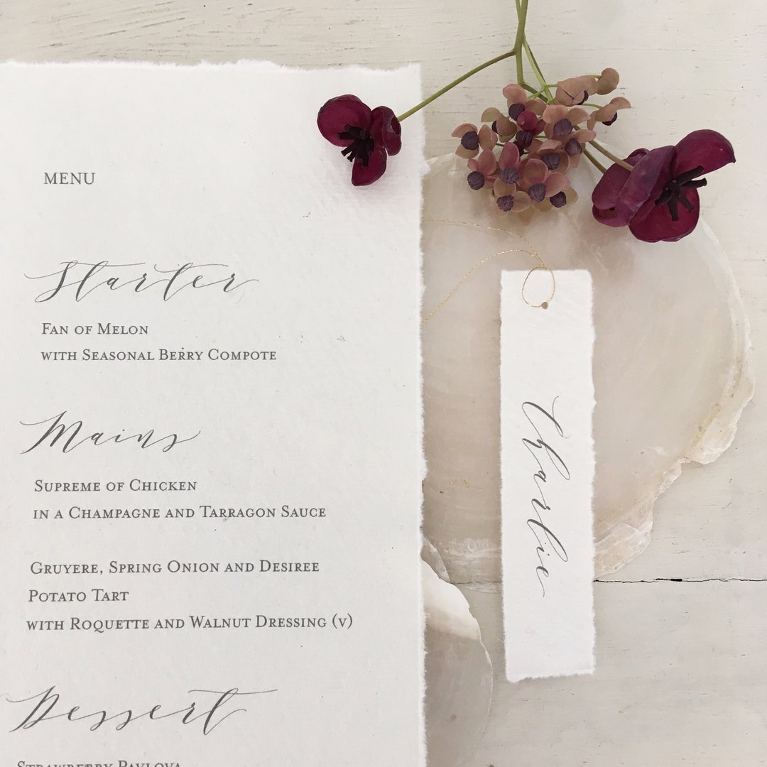 Torn Edge Menu Handmade Paper Menu Wedding Menu Deckled Edge - Etsy