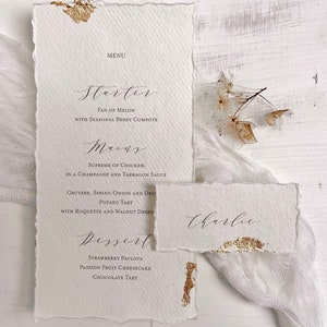 Deckled Edge Menu on Handmade Paper With Gold Leaf Accents - Etsy